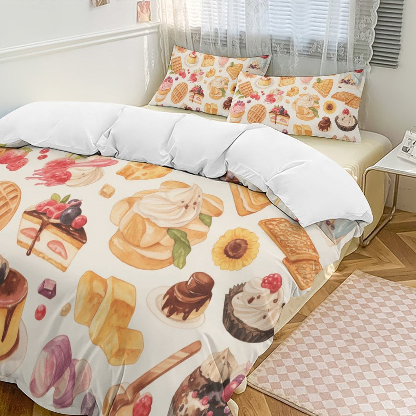 Cartoon Cake Duvet Cover Set Themed Multicolor Polyester Bedding Set ...