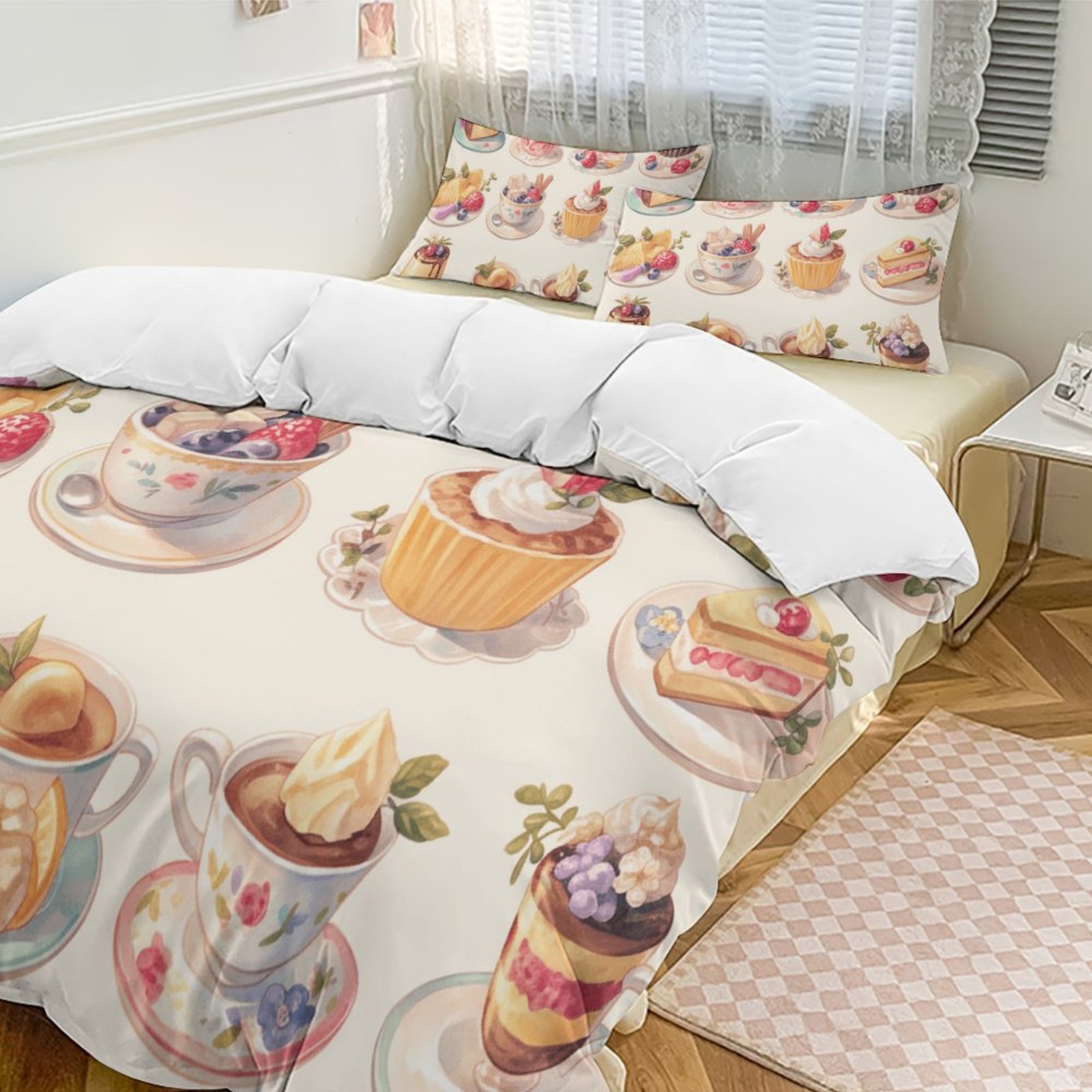 Cartoon Cake Duvet Cover Set Themed Multicolor Polyester Bedding Set ...