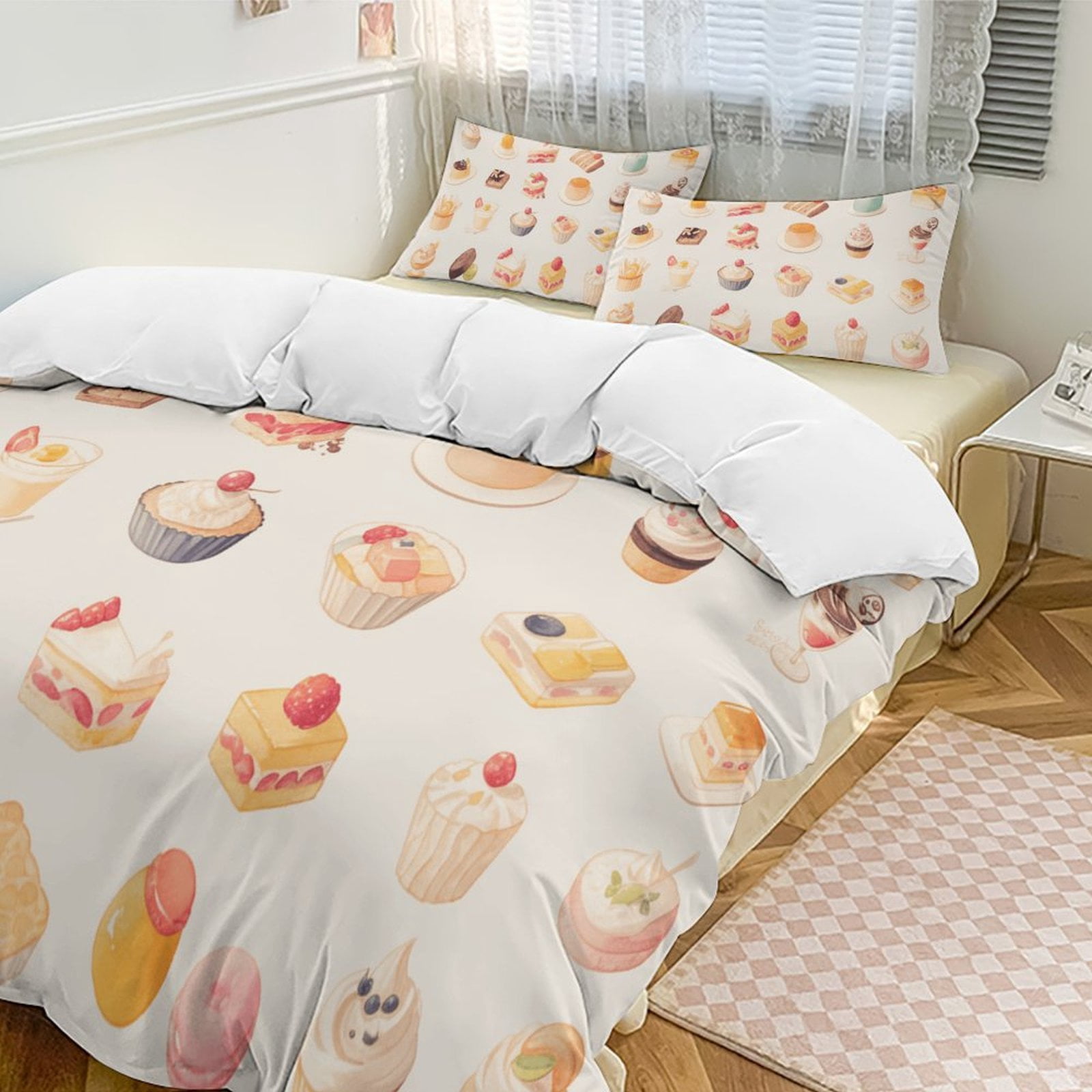 Cartoon Cake Duvet Cover Set Themed Multicolor Polyester Bedding Set ...