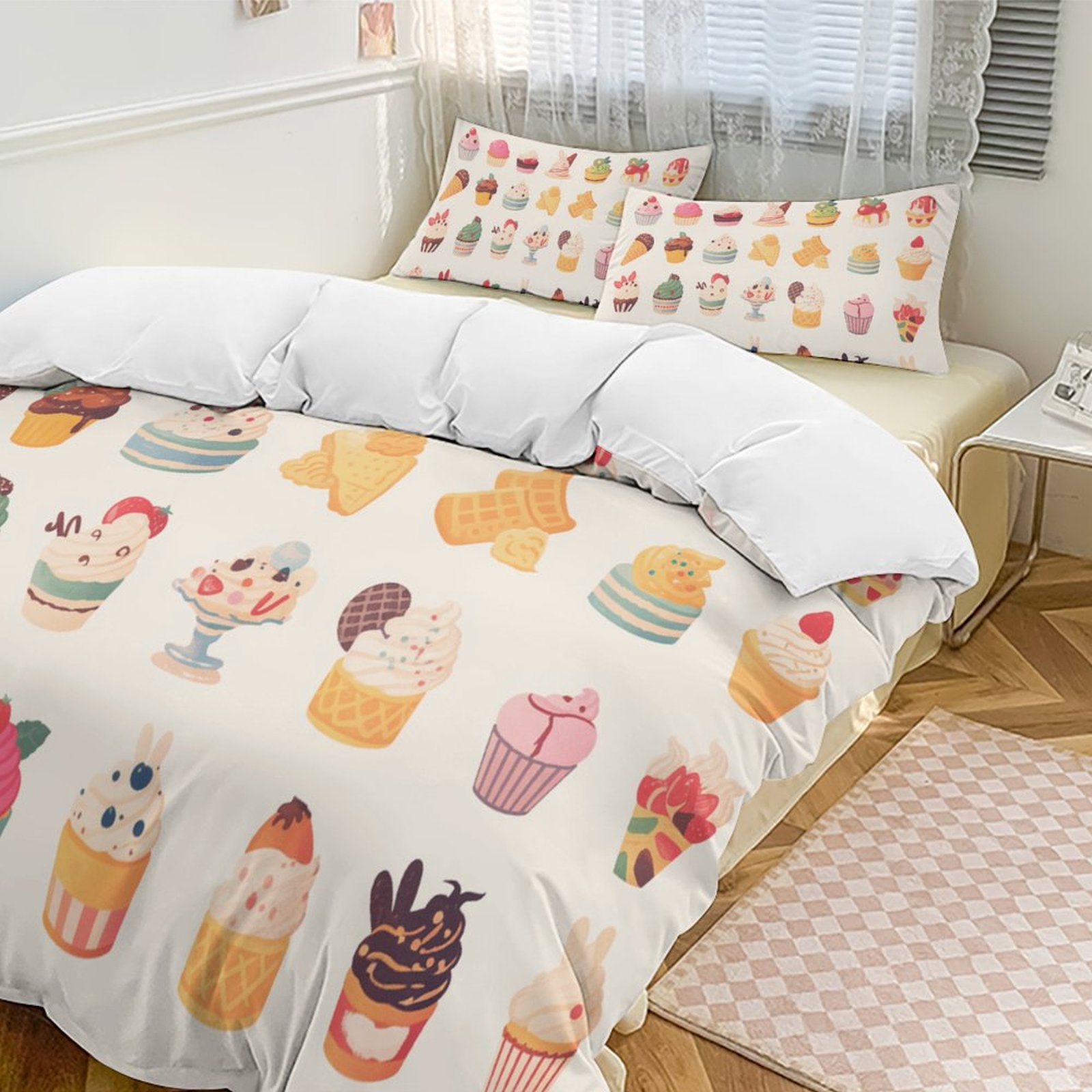 Cartoon Cake Duvet Cover Set Themed Multicolor Polyester Bedding Set ...
