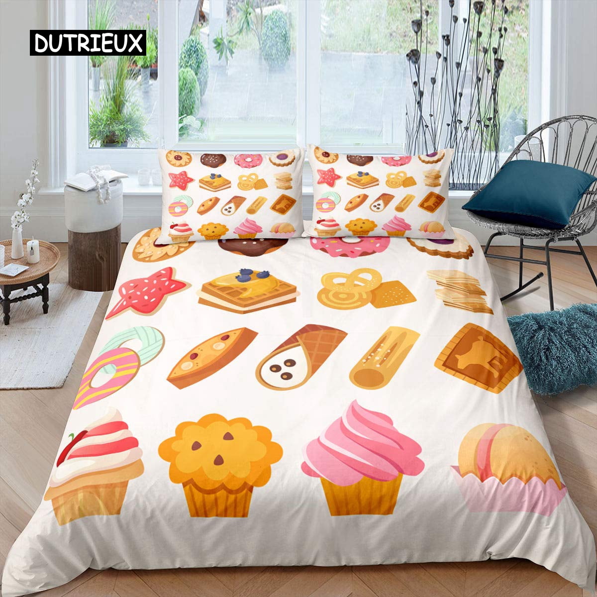 Cartoon Cake King Duvet Cover Dessert Cupcake Ice Cream Bedding Set ...