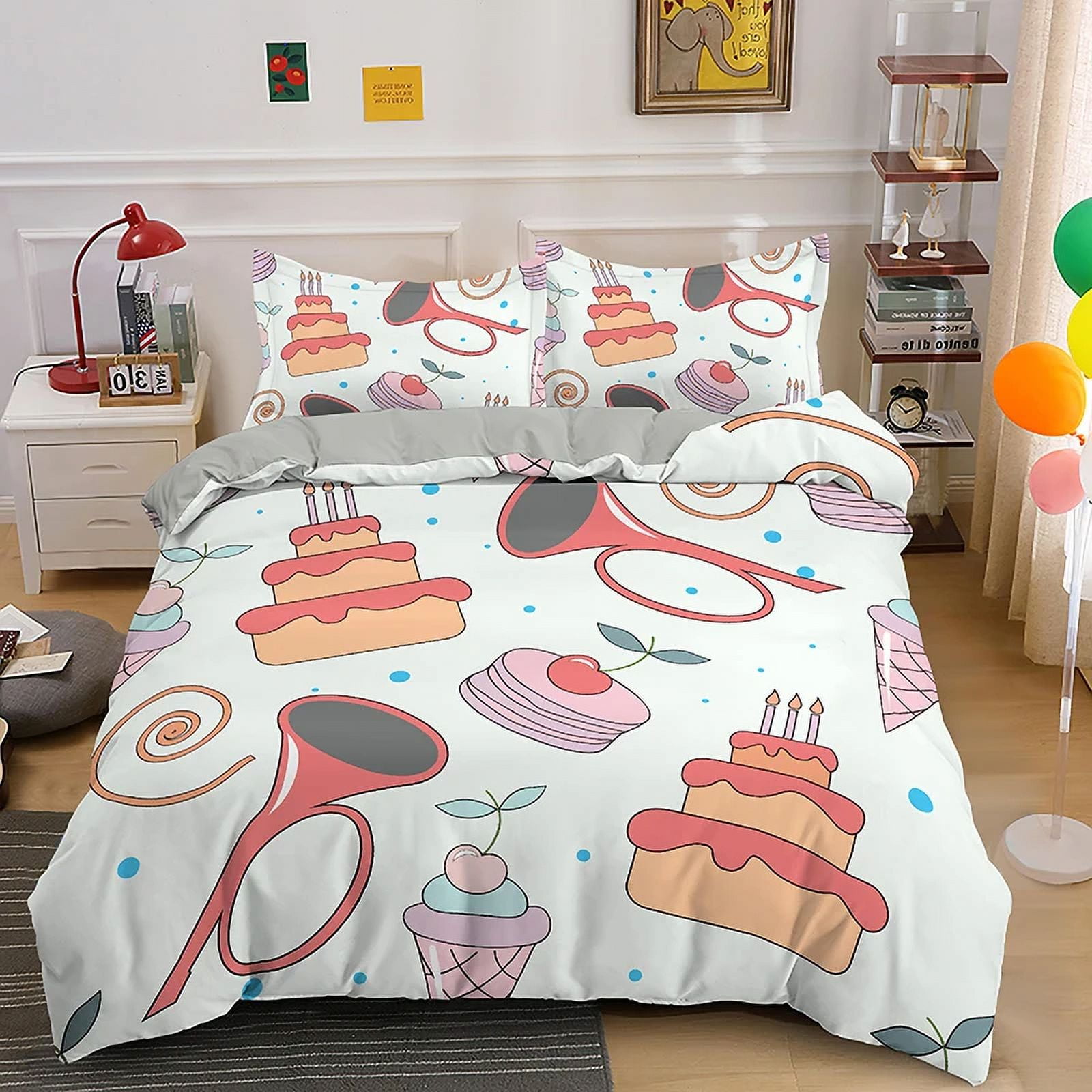 Cartoon Cake King Duvet Cover Dessert Cupcake Ice Cream Bedding Set ...