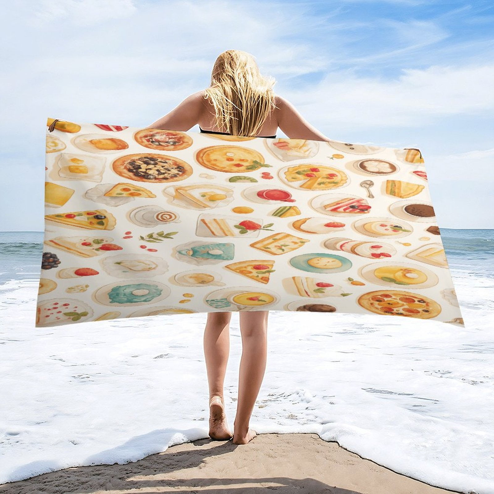Cartoon Cake Microfiber Beach Towel Lightweight 63''x32'' Oversized ...