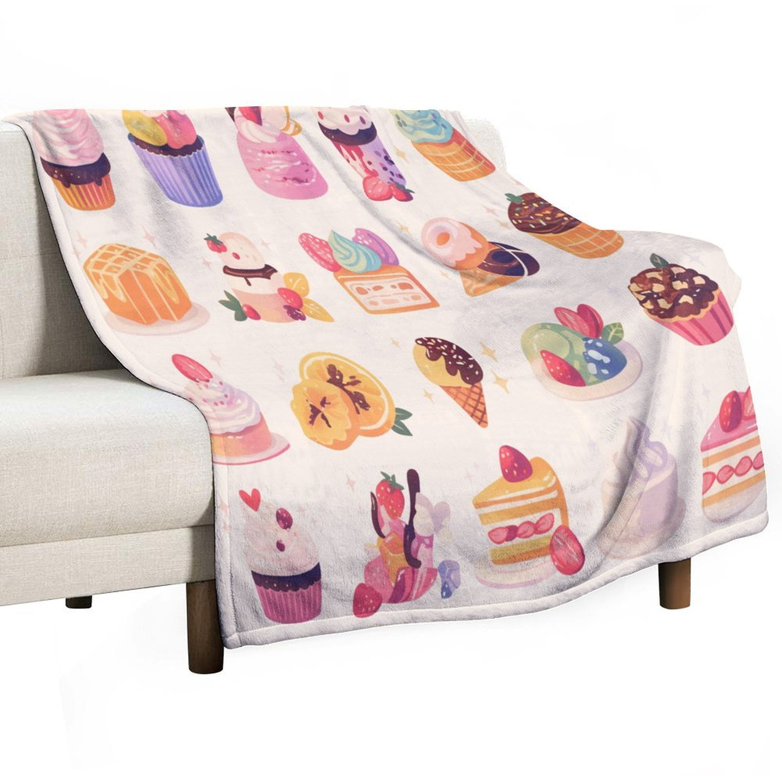 Cartoon Cake Print Blanket Warm Throw Blanket Soft Flannel Lightweight ...