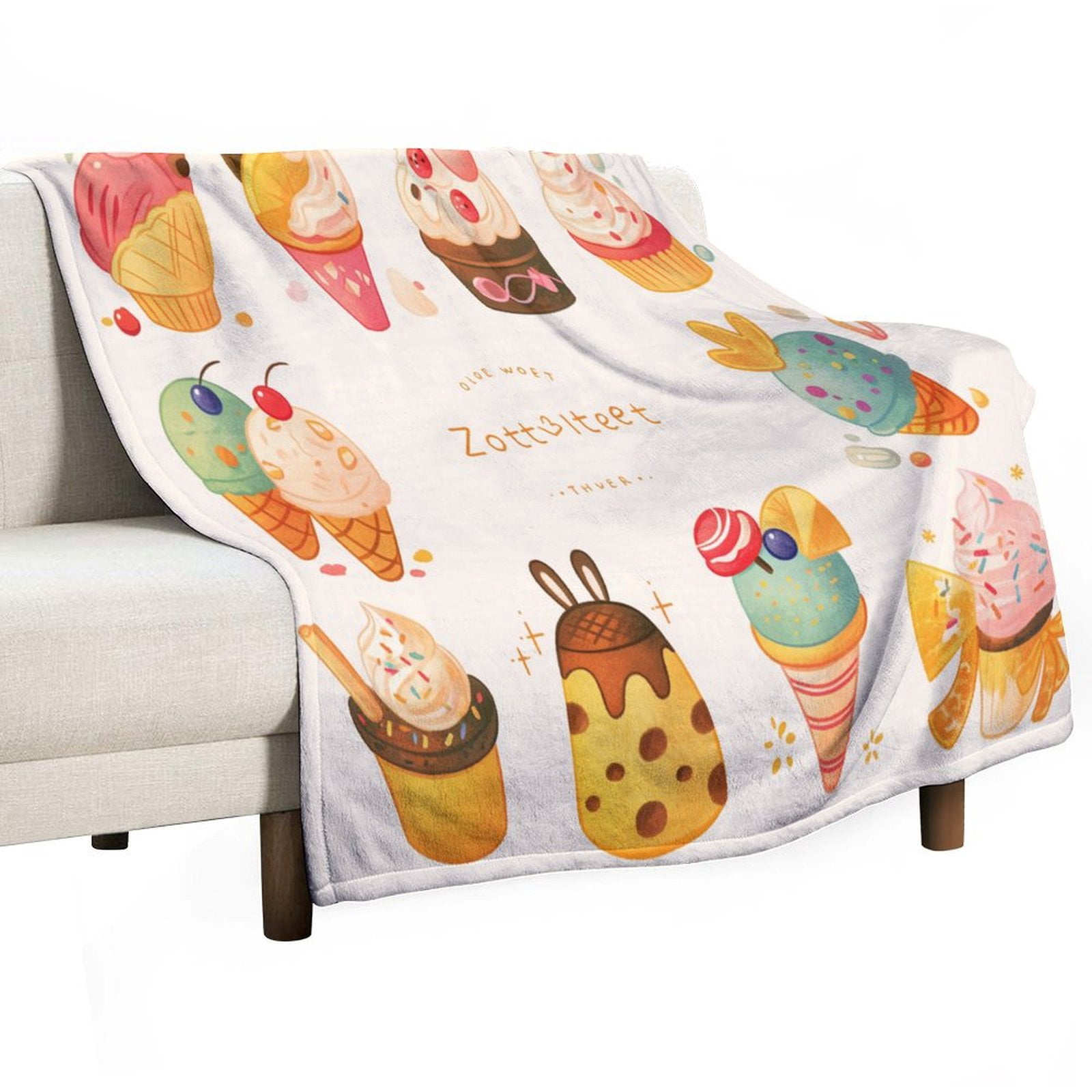 Cartoon Cake Print Blanket Warm Throw Blanket Soft Flannel Lightweight ...