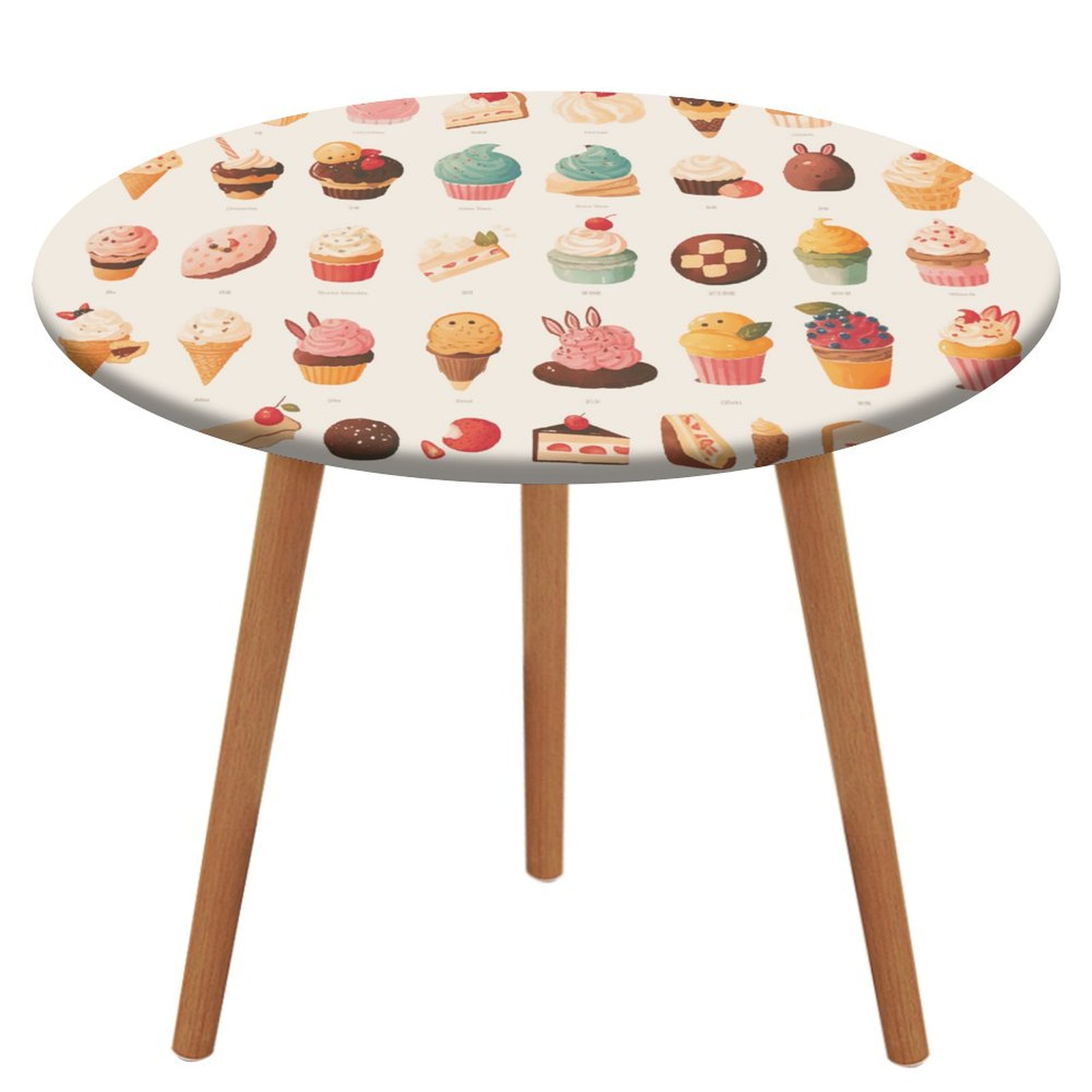 Cartoon Cake Round Fitted Tablecloth with Backing Elastic Edge Design ...