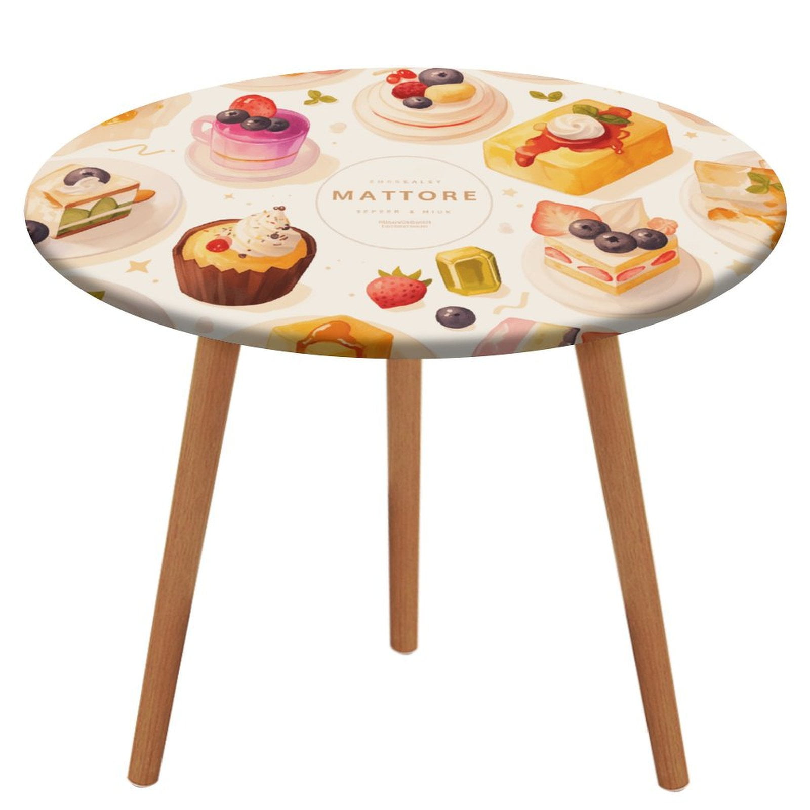 Cartoon Cake Round Fitted Tablecloth with Elastic Edged & Backing ...