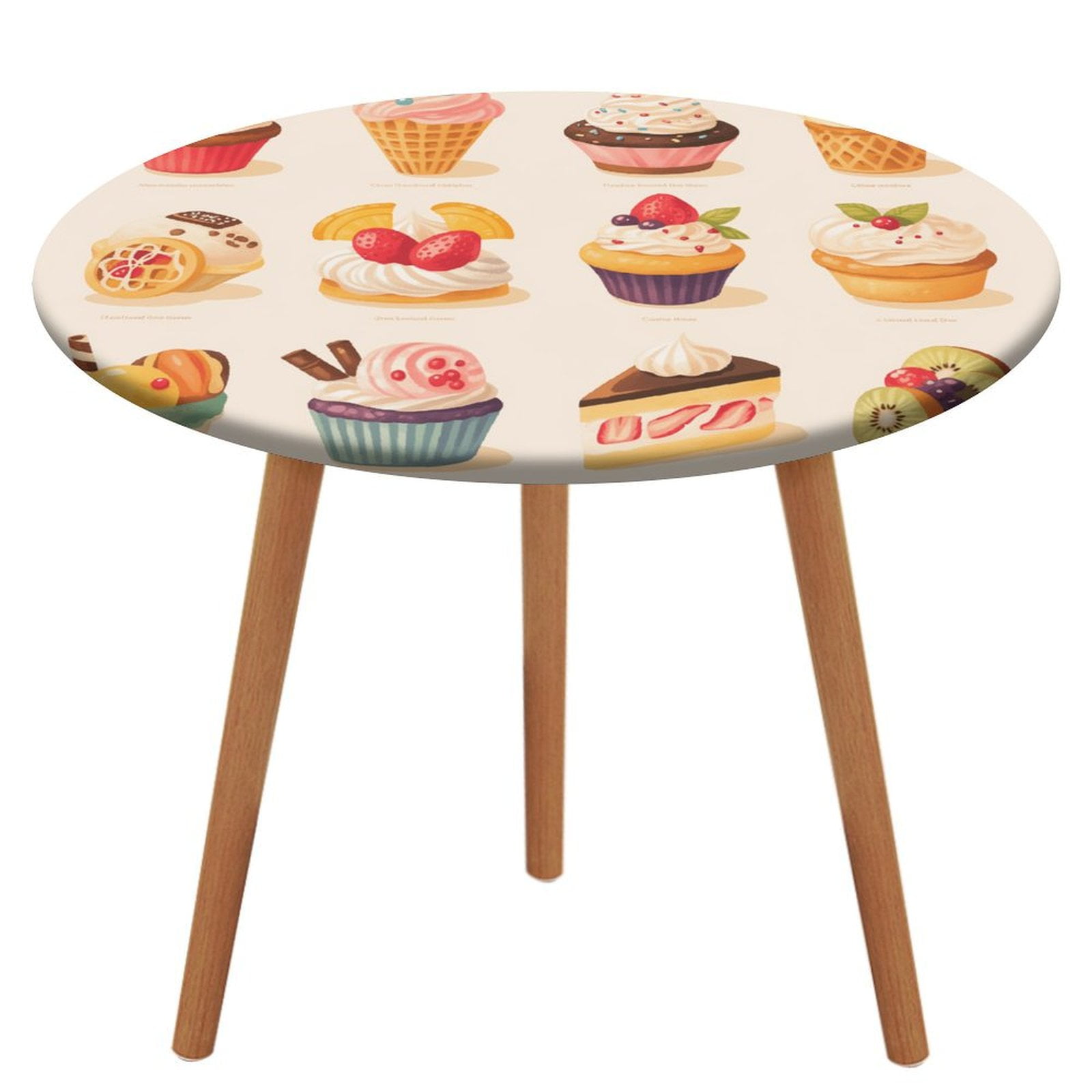Cartoon Cake Round Fitted Tablecloth with Elastic Edged & Backing ...