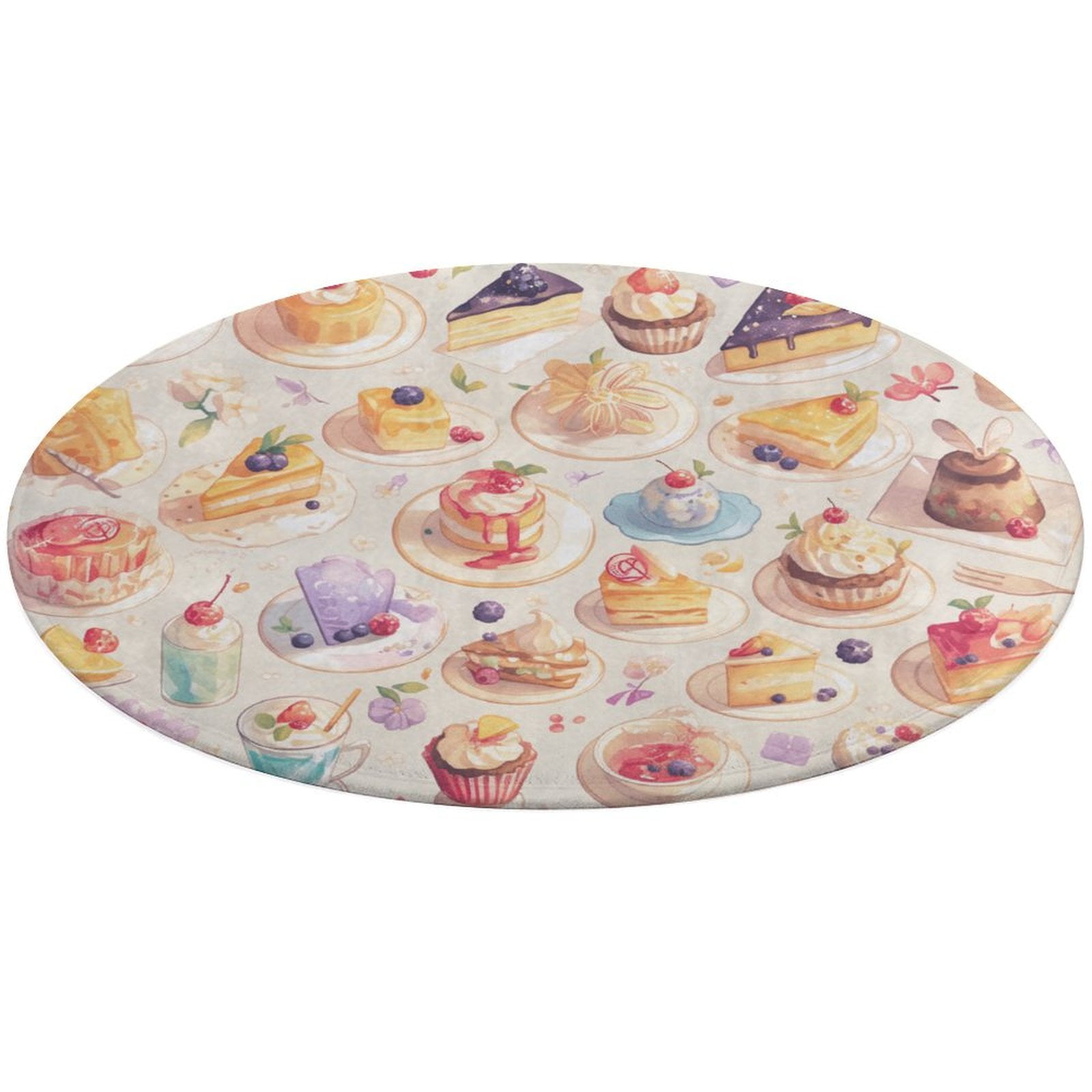 Cartoon Cake Round Rugs -Washable Non-Slip Small Round Area Rug Throw ...