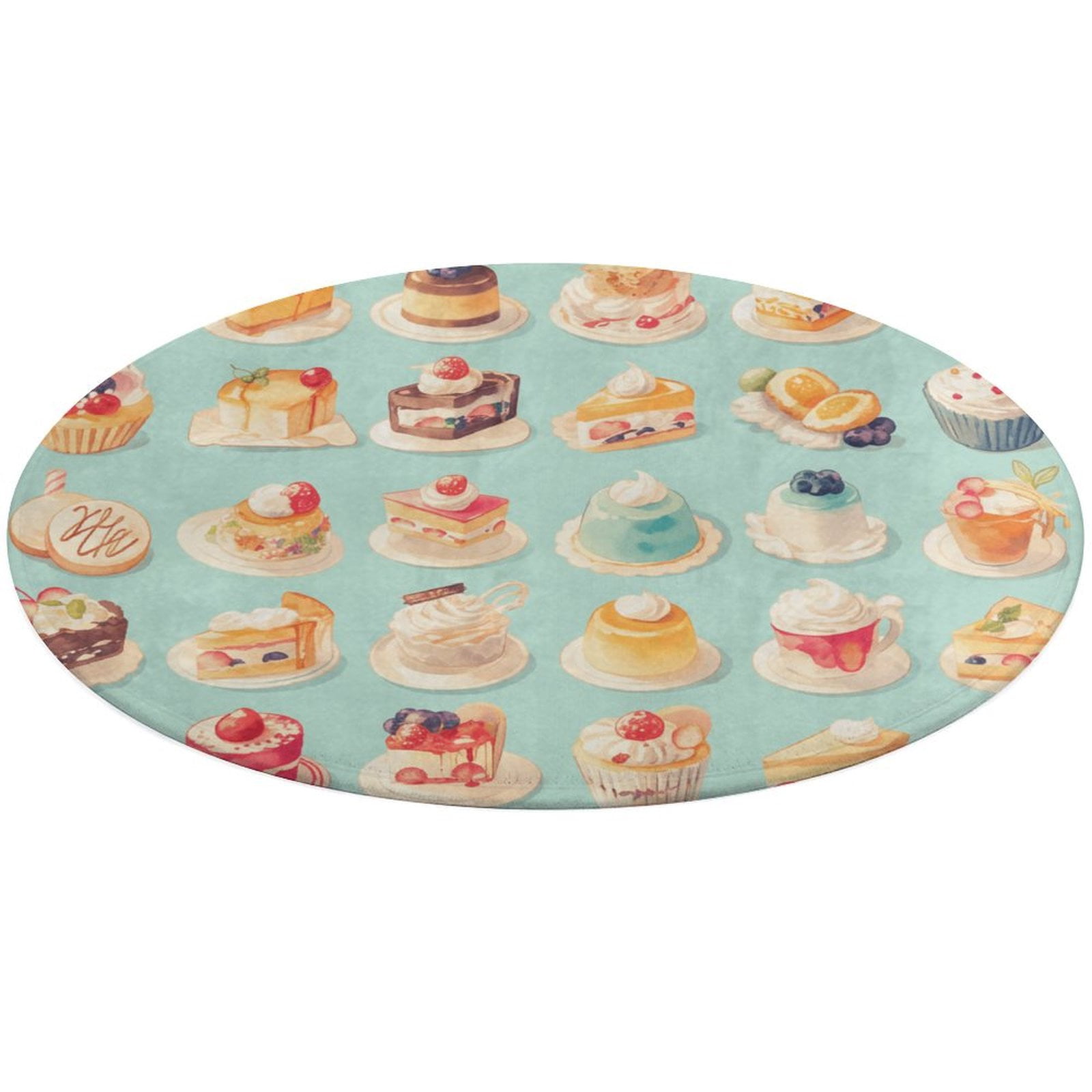Cartoon Cake Round Rugs -Washable Non-Slip Small Round Area Rug Throw Soft Circle Rugs for ...