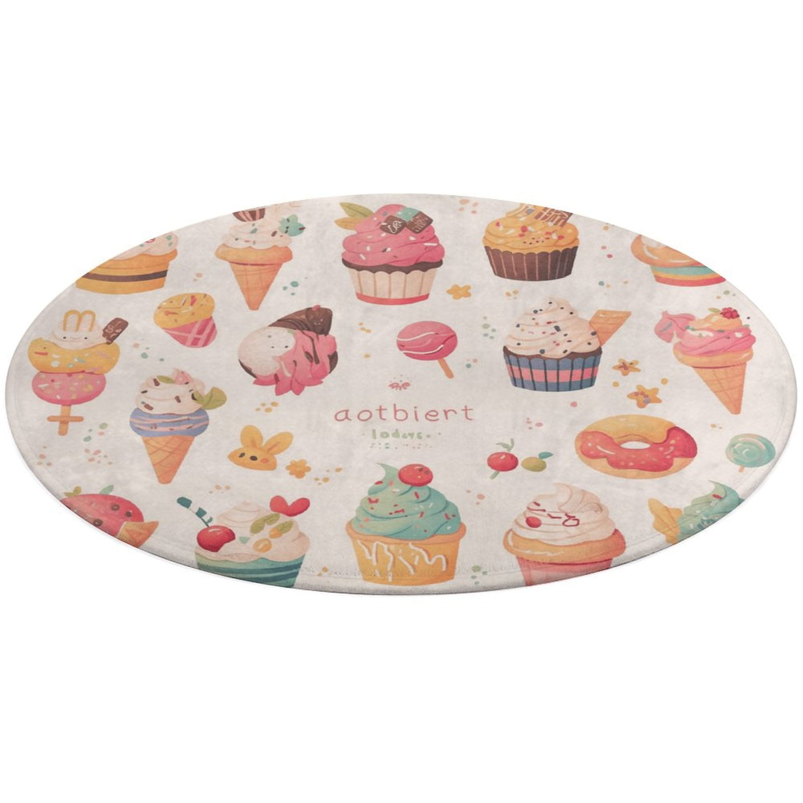 Cartoon Cake Round Rugs -Washable Non-Slip Small Round Area Rug Throw ...