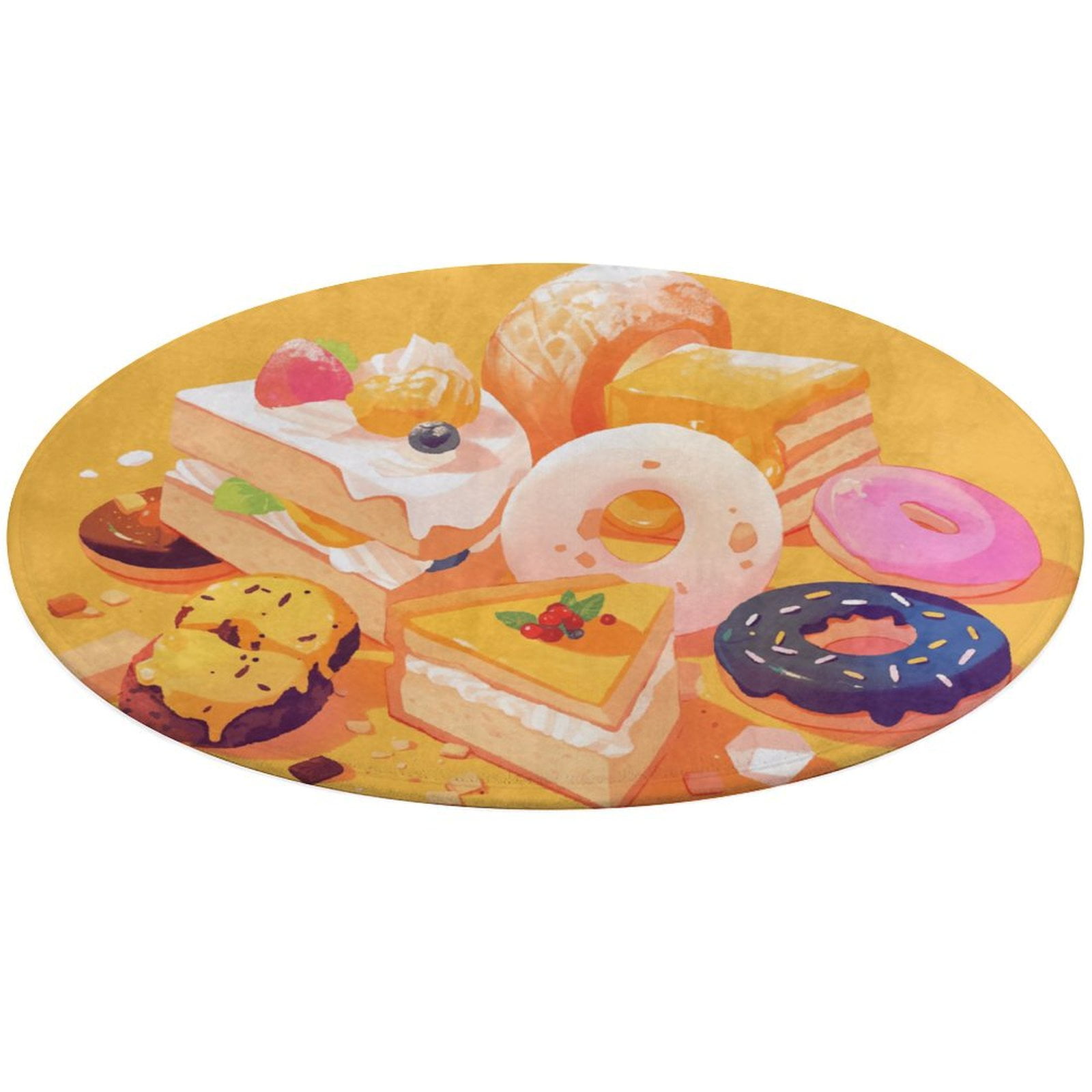 Cartoon Cake Round Rugs -Washable Non-Slip Small Round Area Rug Throw Soft Circle Rugs for ...