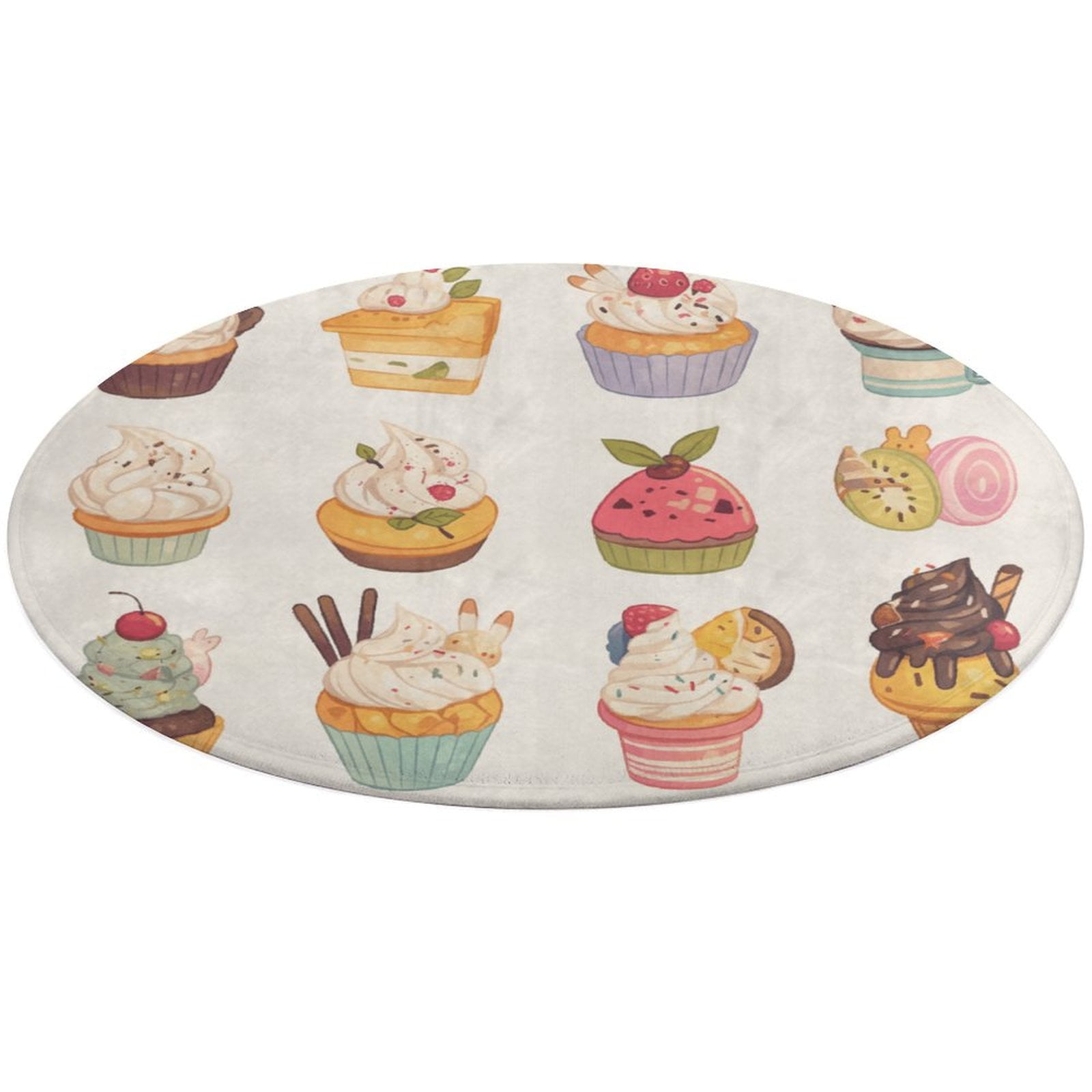 Cartoon Cake Round Rugs -Washable Non-Slip Small Round Area Rug Throw Soft Circle Rugs for ...