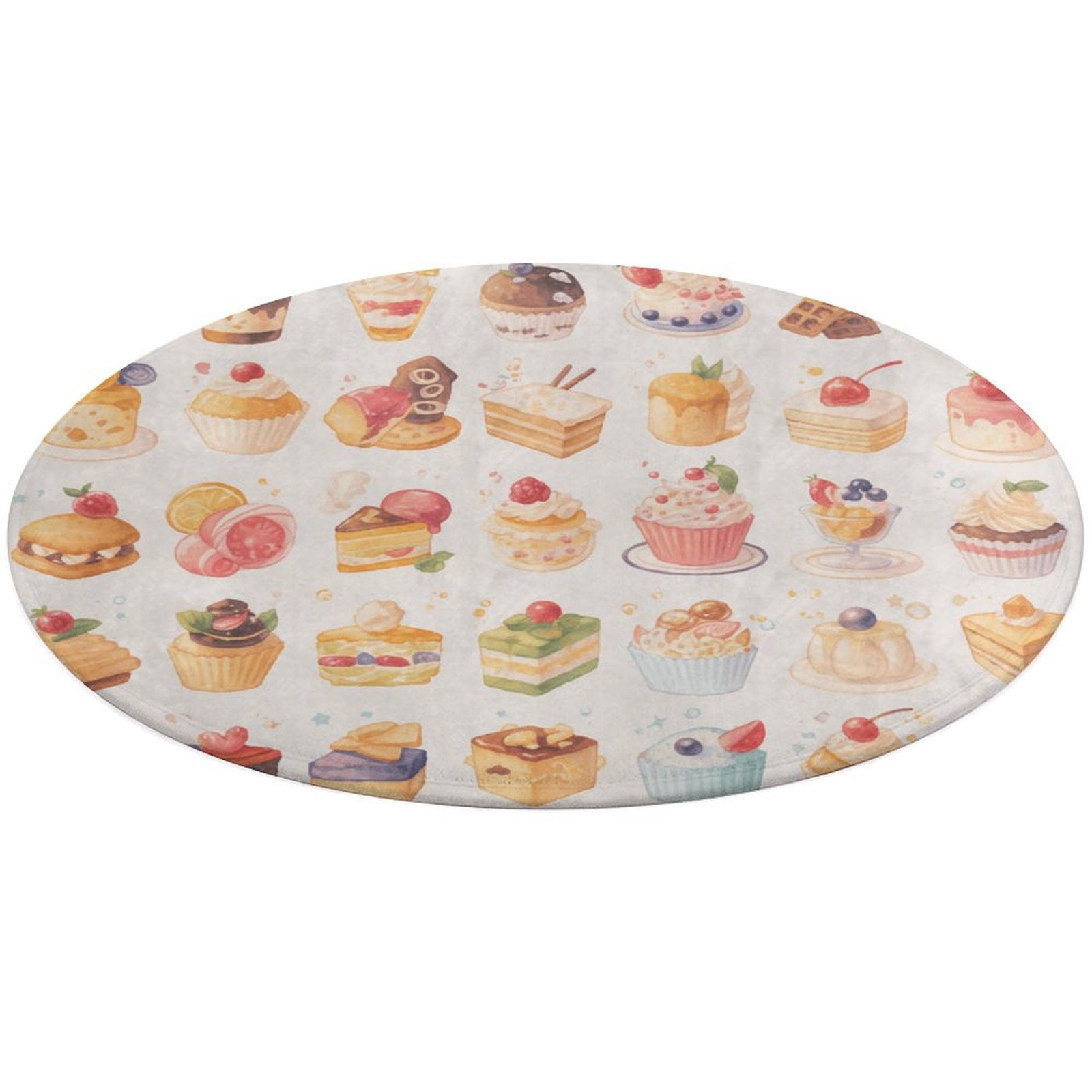Cartoon Cake Round Rugs -Washable Non-Slip Small Round Area Rug Throw ...