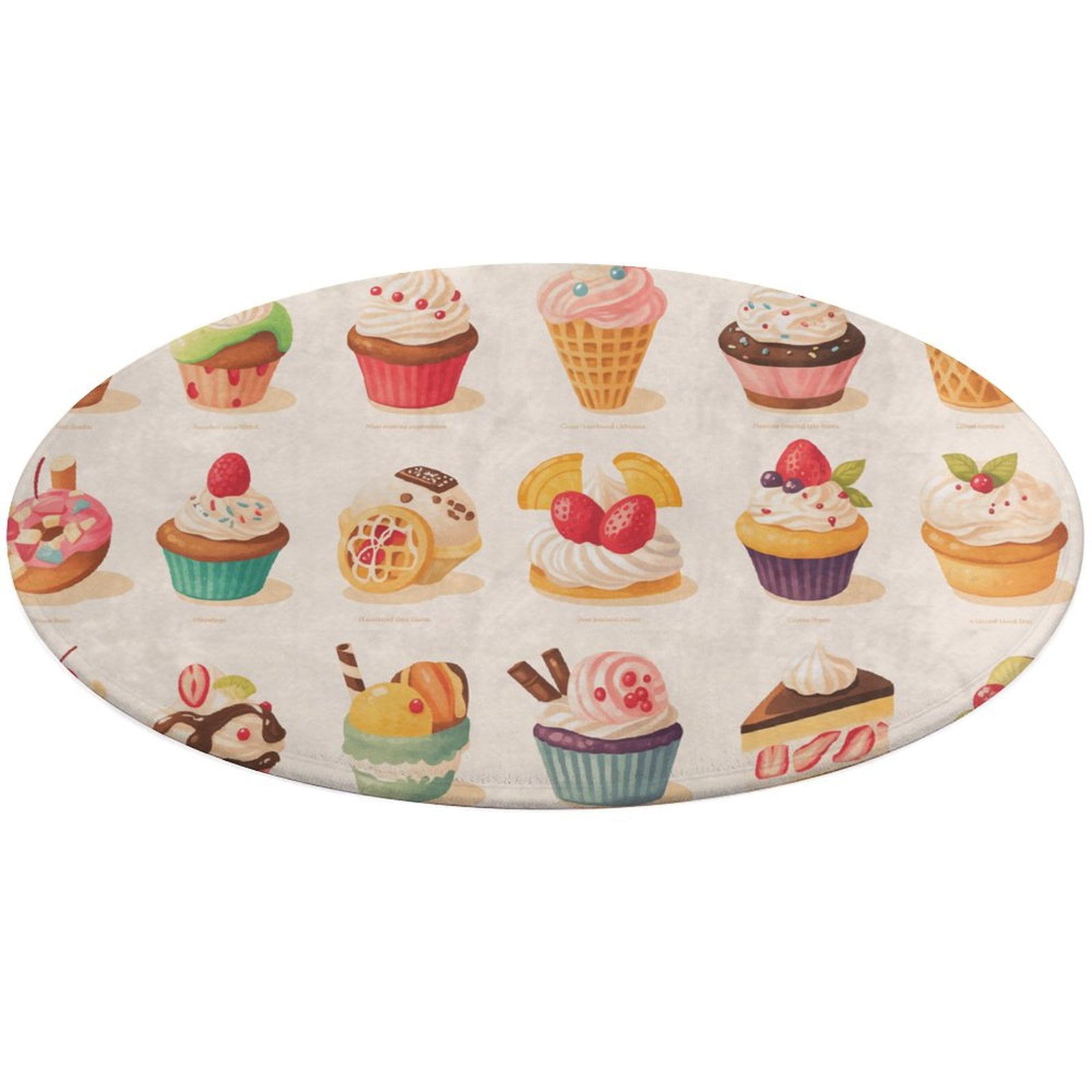Cartoon Cake Round Rugs -Washable Non-Slip Small Round Area Rug Throw ...