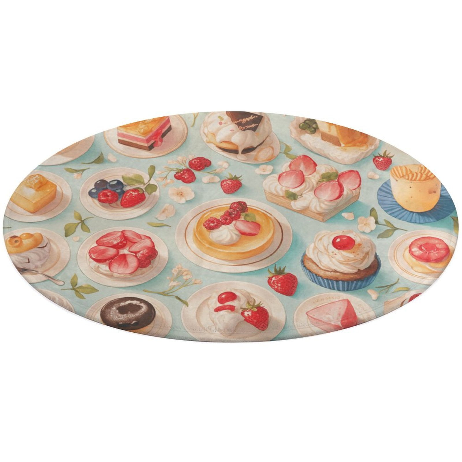 Cartoon Cake Round Rugs -Washable Non-Slip Small Round Area Rug Throw ...