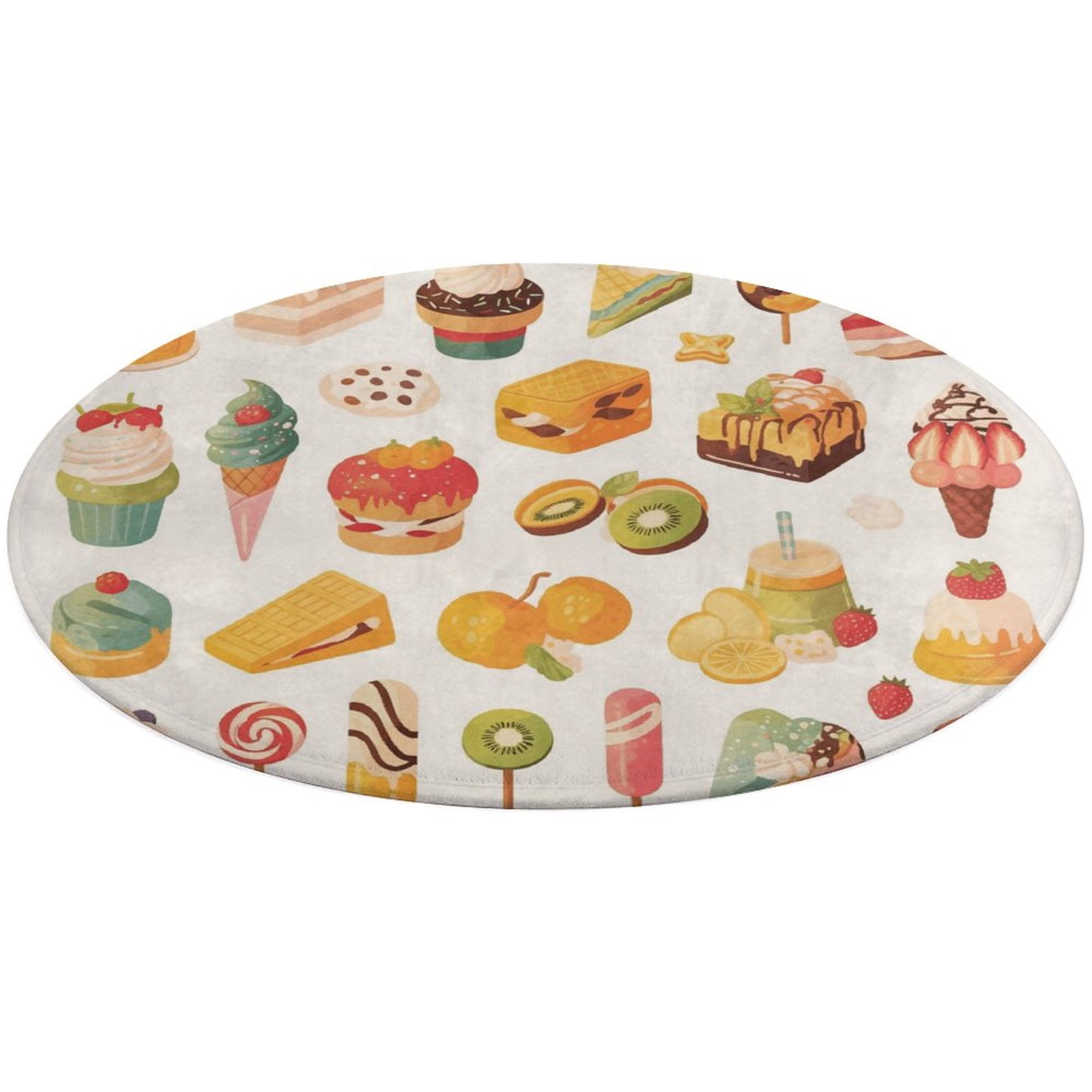 Cartoon Cake Round Rugs -Washable Non-Slip Small Round Area Rug Throw ...