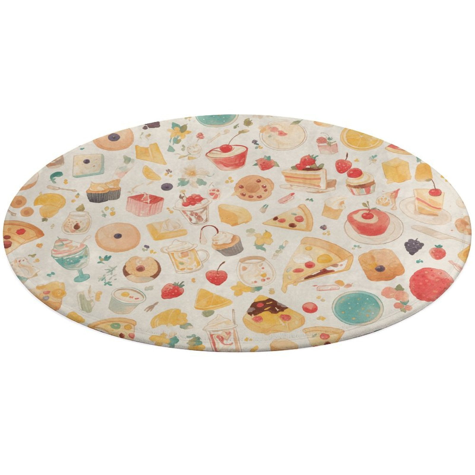 Cartoon Cake Round Rugs -Washable Non-Slip Small Round Area Rug Throw ...
