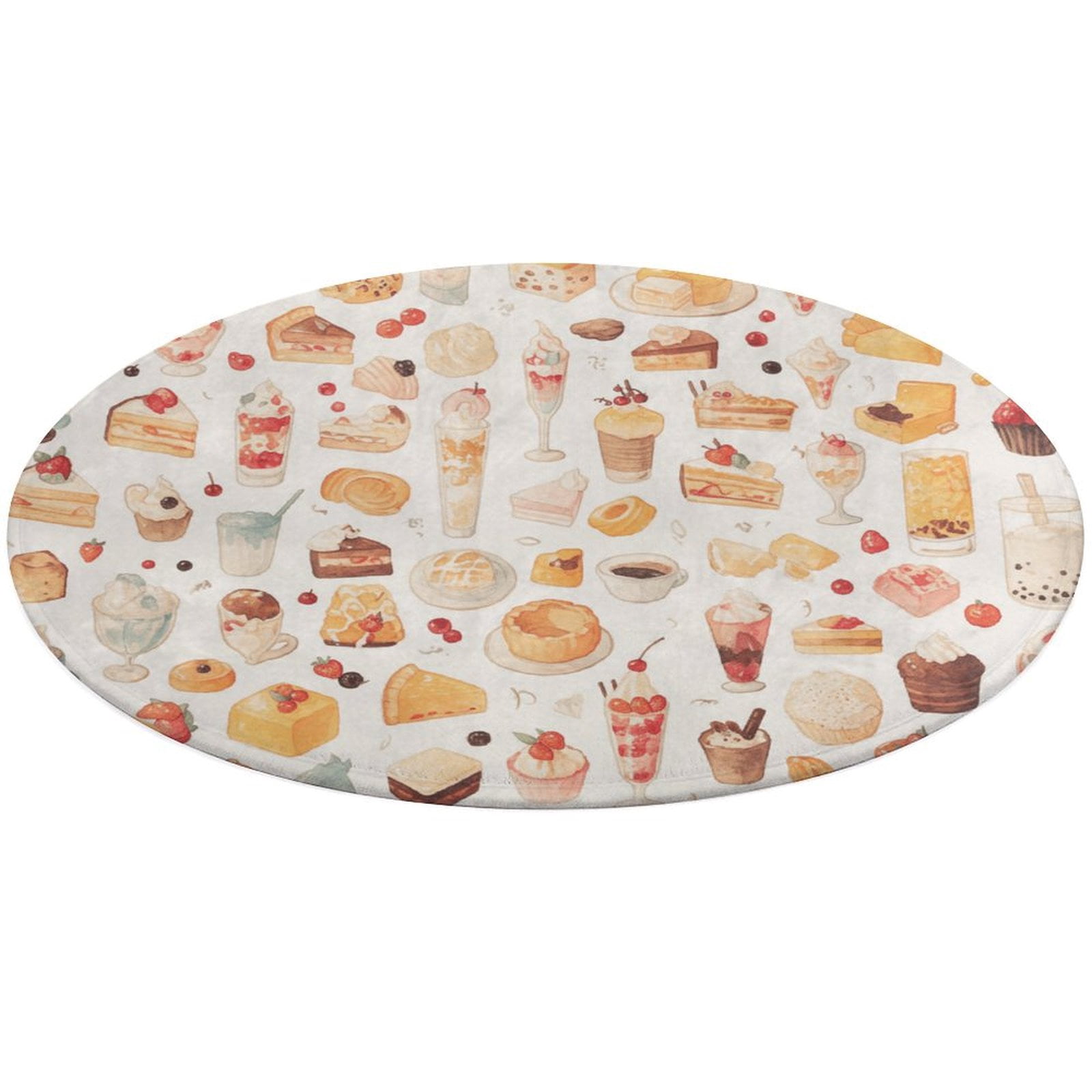 Cartoon Cake Round Rugs -Washable Non-Slip Small Round Area Rug Throw Soft Circle Rugs for ...