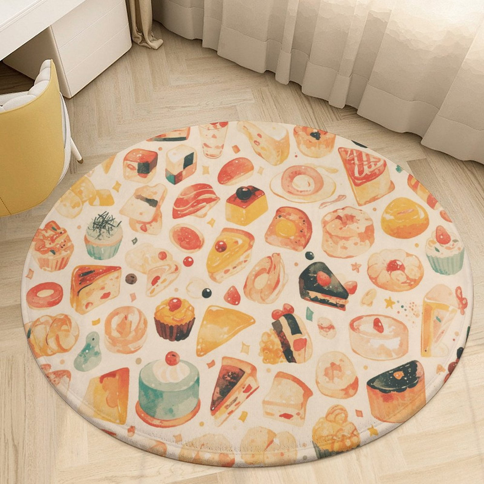 Cartoon Cake Round Small Area Rug, Print Non Slip Washable Floor Mat ...