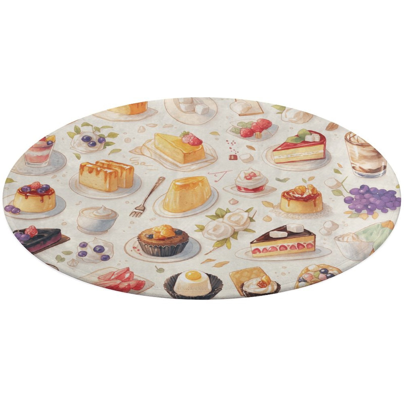 Cartoon Cake Soft Bedroom Round Area Rug, Washable Cute Nursery Circle ...