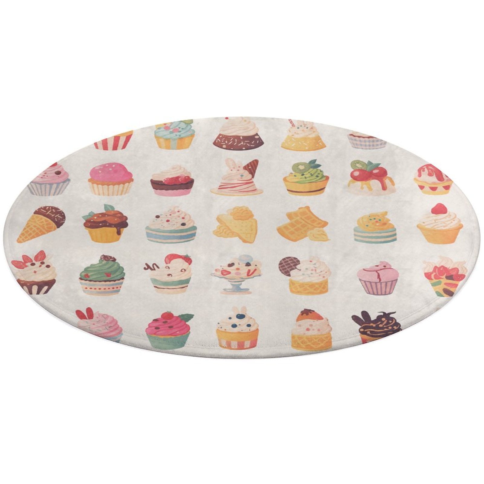 Cartoon Cake Soft Bedroom Round Area Rug, Washable Cute Nursery Circle ...