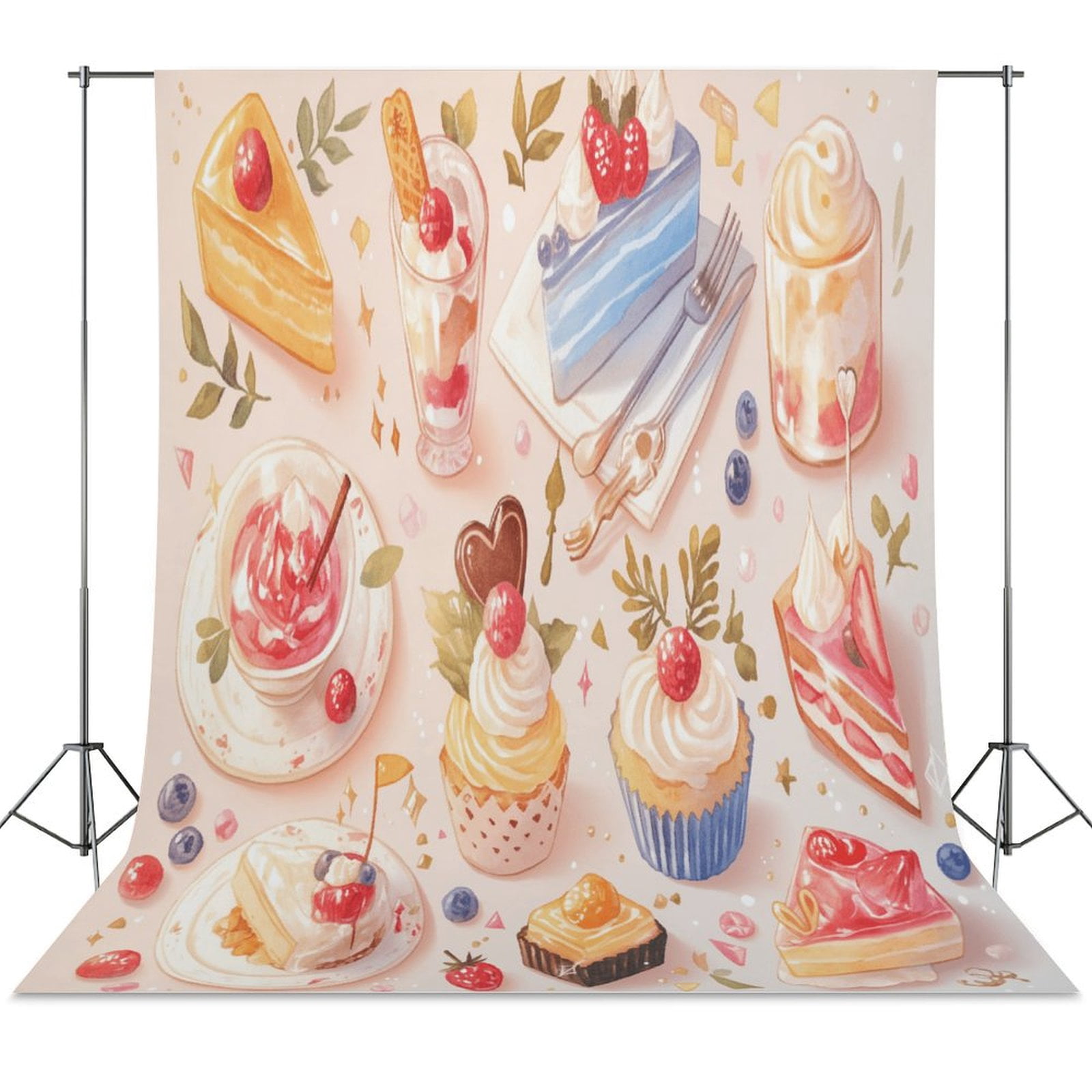 Cartoon Cake Spring Wall Backdrop Background Floral Backdrops 5x7FT ...