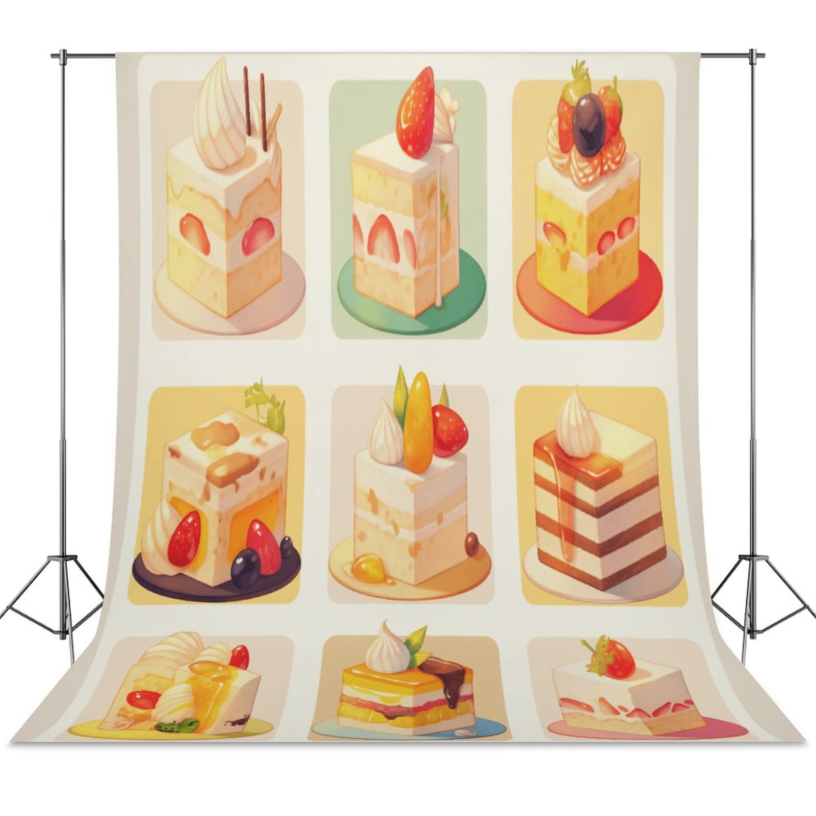 Cartoon Cake Spring Wall Backdrop Background Floral Backdrops 5x7FT ...