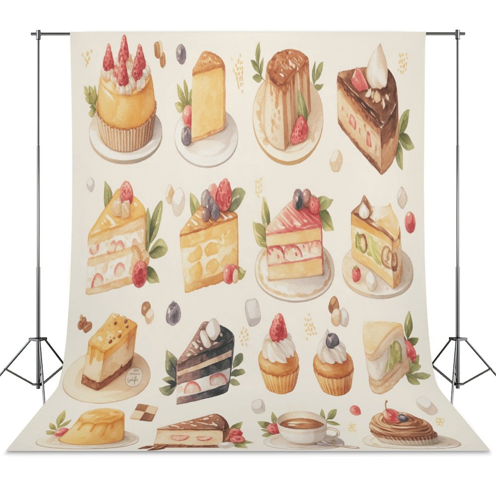 Cartoon Cake Spring Wall Backdrop Background Floral Backdrops 5x7FT ...