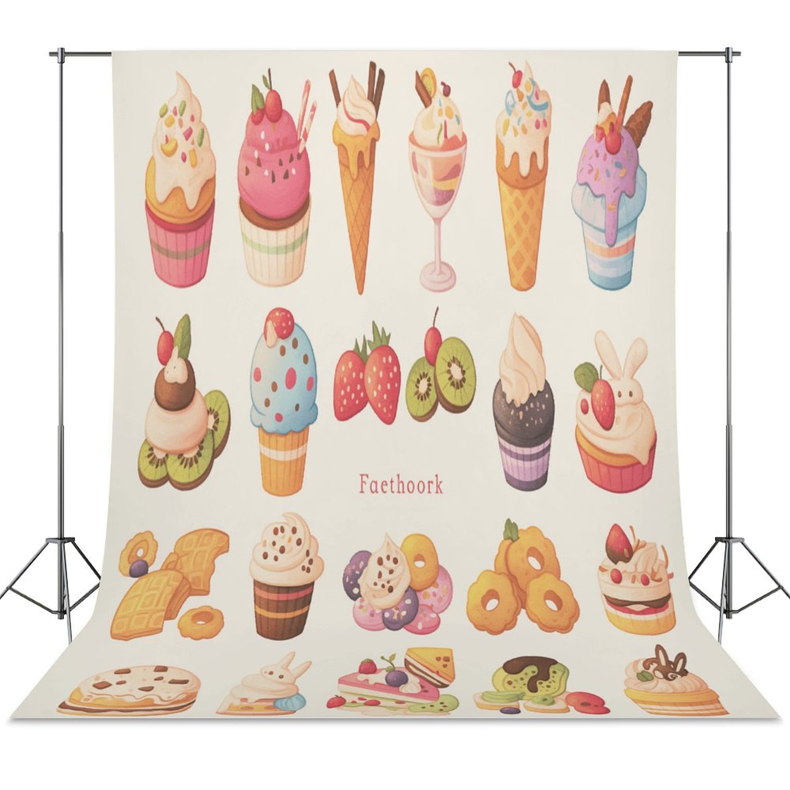 Cartoon Cake Spring Wall Backdrop Background Floral Backdrops 5x7FT ...