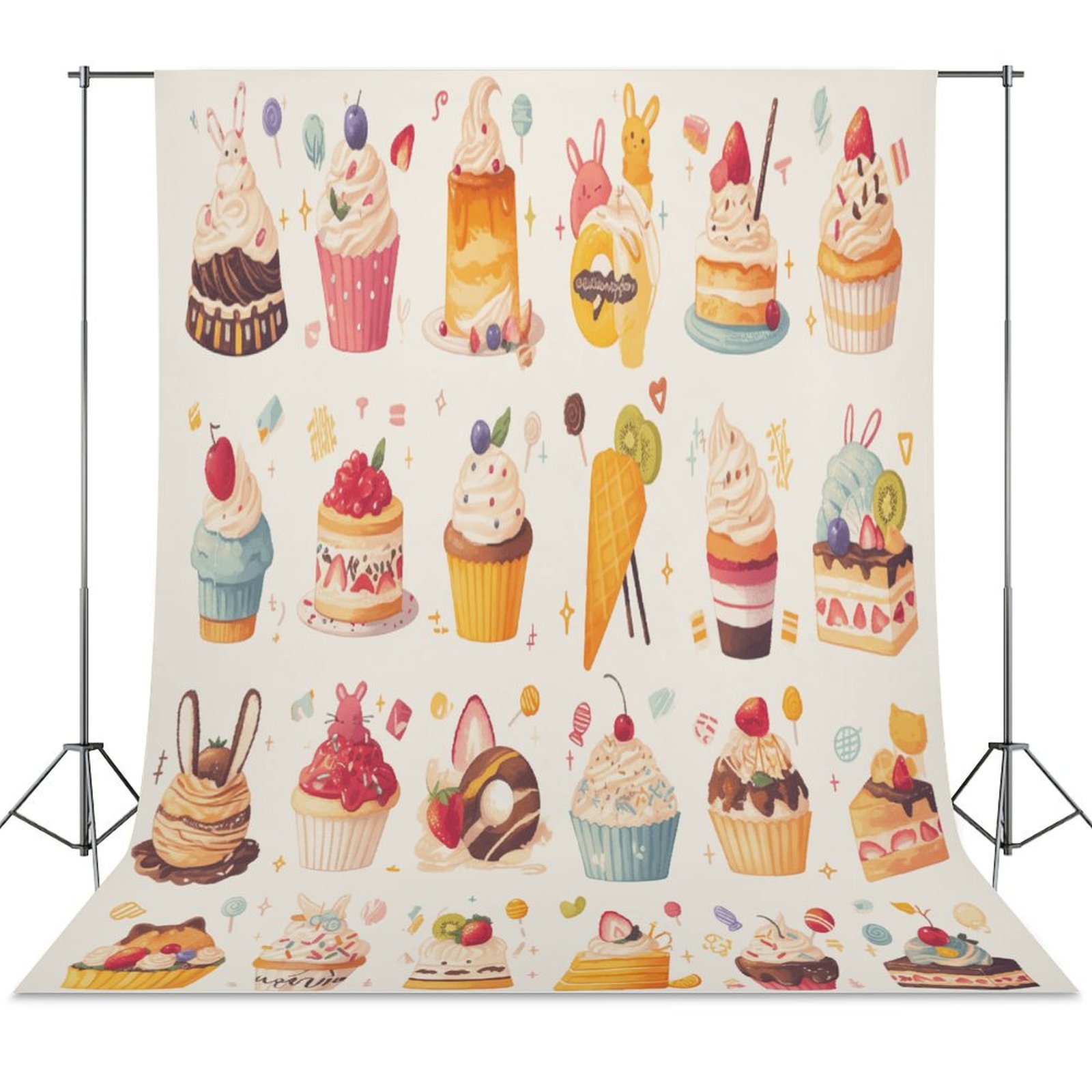 Cartoon Cake Spring Wall Backdrop Background Floral Backdrops 5x7FT ...