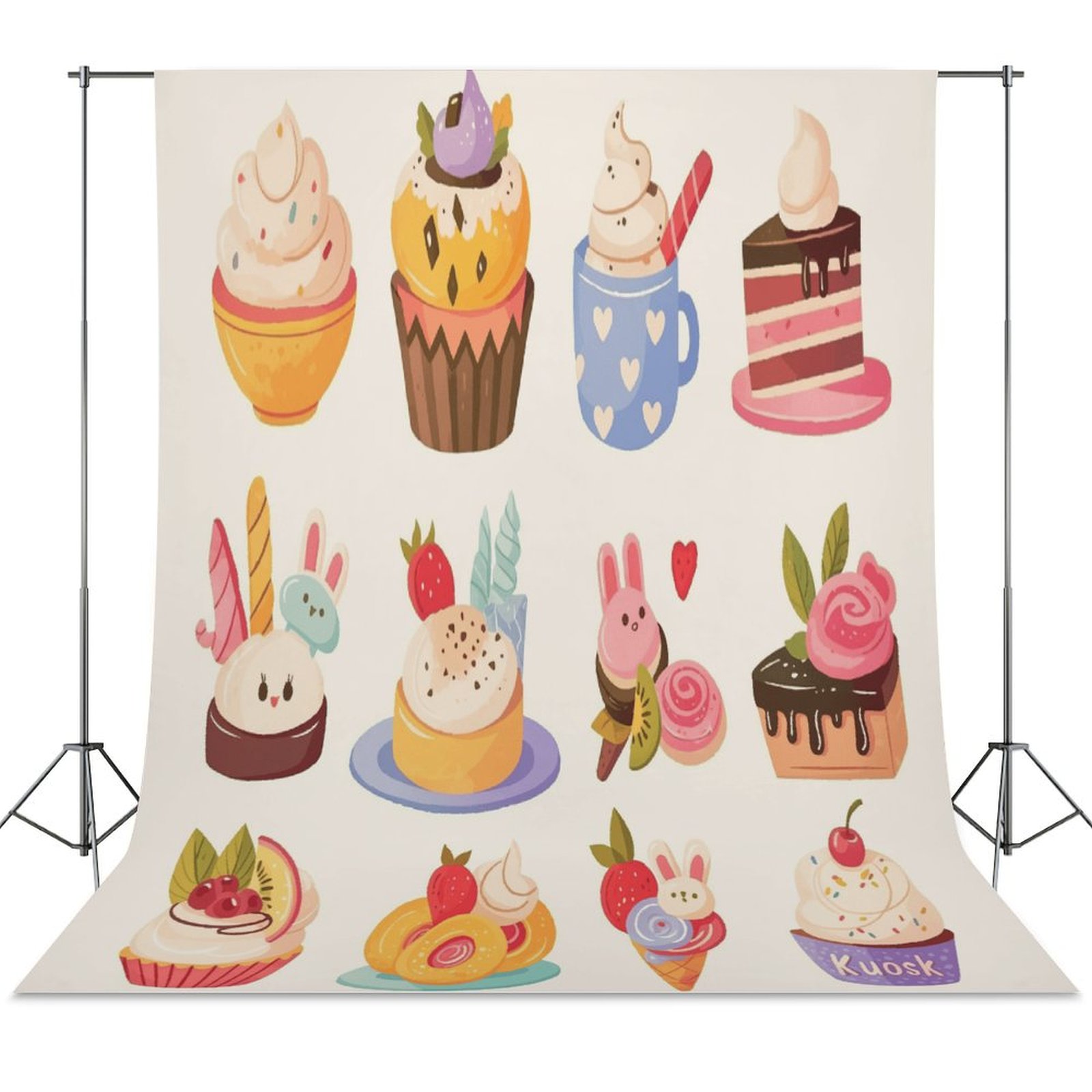 Cartoon Cake Spring Wall Backdrop Background Floral Backdrops 5x7FT ...