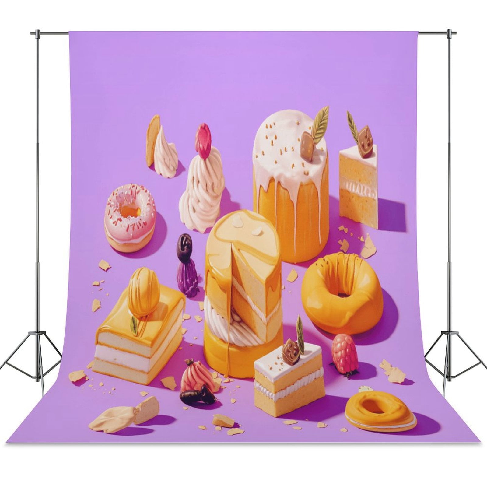 Cartoon Cake Spring Wall Backdrop Background Floral Backdrops 5x7FT ...