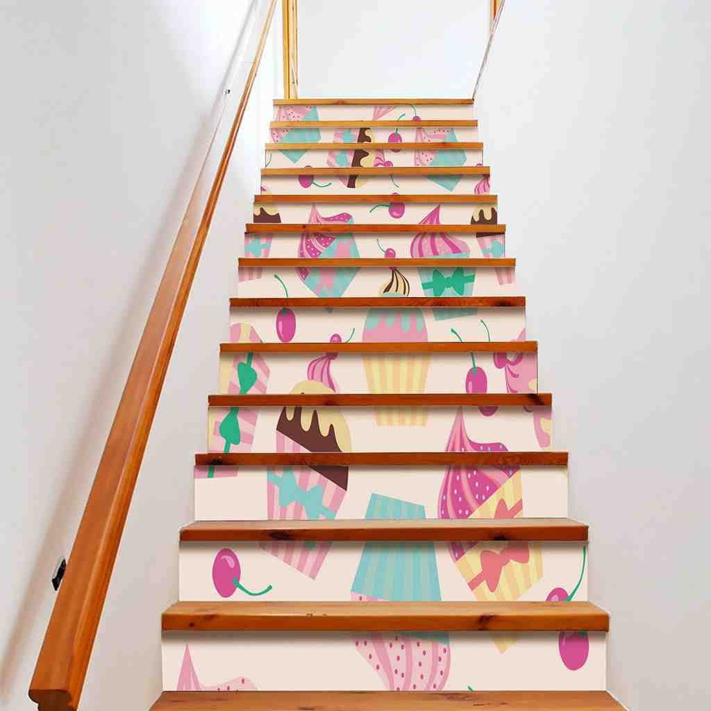 Cartoon Cake Stair Stickers Delicious Dessert Stairway Decals Removable ...