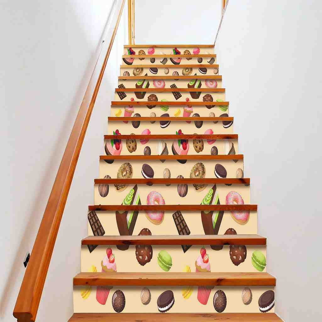 Cartoon Cake Stair Stickers Delicious Dessert Stairway Decals Removable ...
