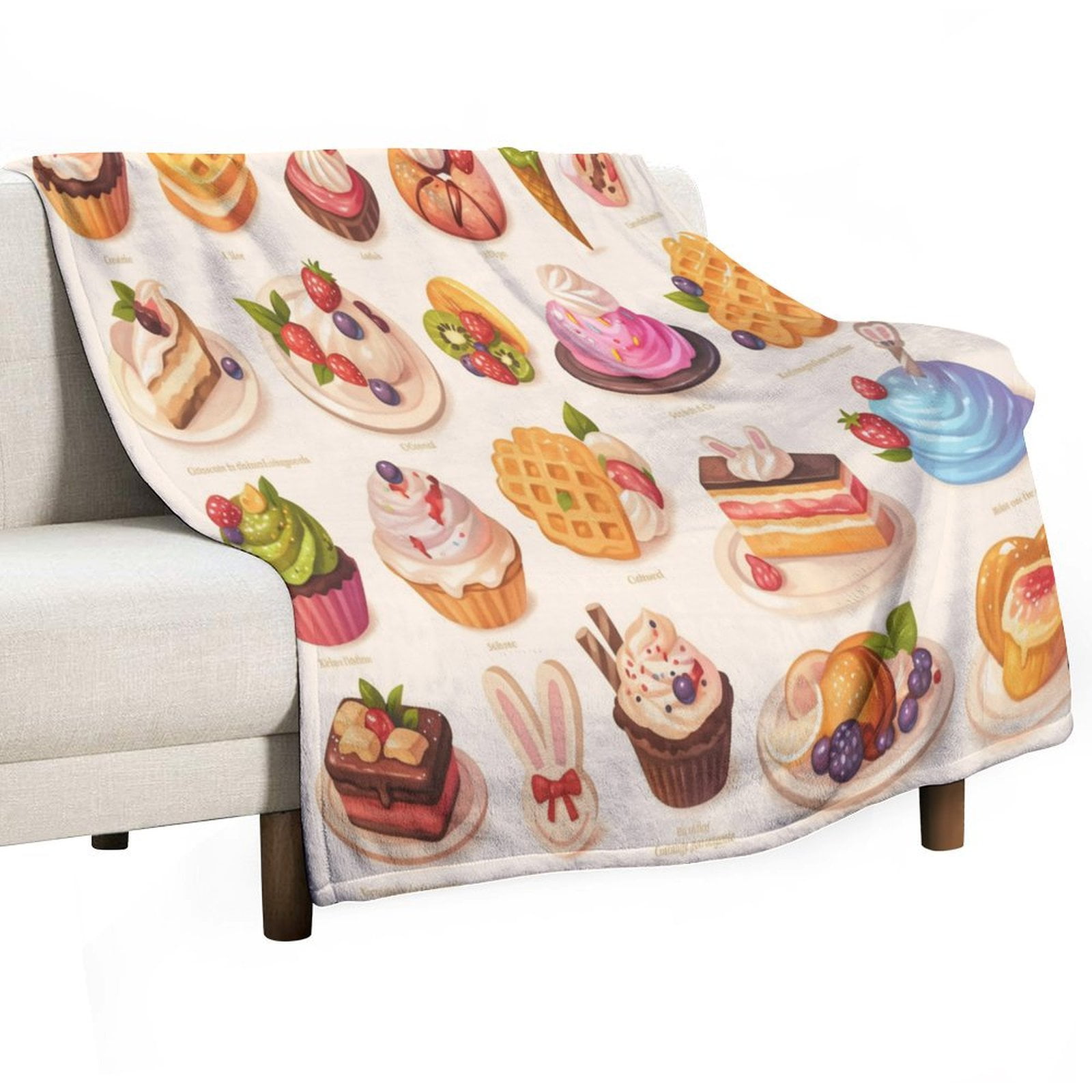 Cartoon Cake Throw Blanket for Women, Men & Kids - Super Soft Plush ...