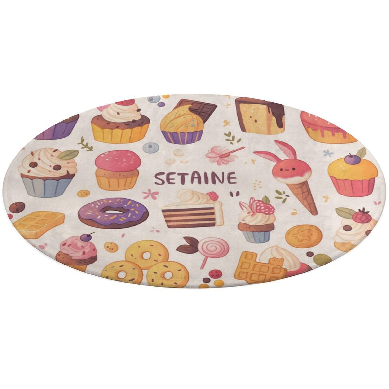 Cartoon Cake Washable Round Rug -Circle Area Rugs for Nursery Bedroom ...