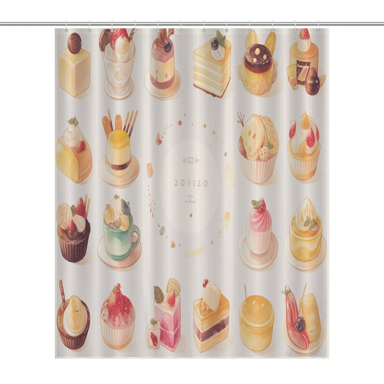 Cartoon Cake Waterproof Polyester Quick-Drying Shower Curtain for ...
