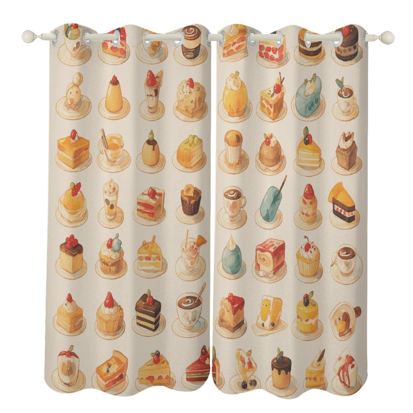 Cartoon Cake Window Curtains for Bedroom Colorful Printed Window Drapes ...