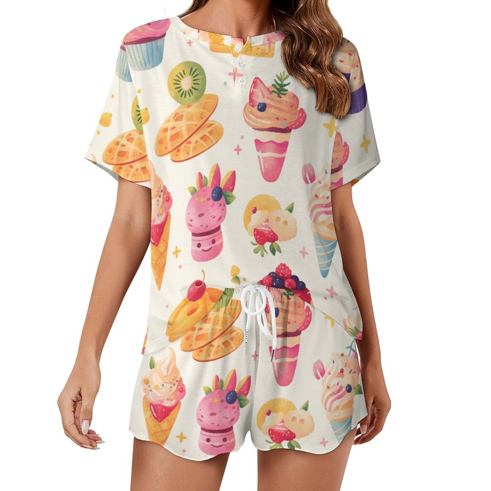 Cartoon Cake Women's Ruffle Short Sleeve Tops And Shorts Cute Peeps ...