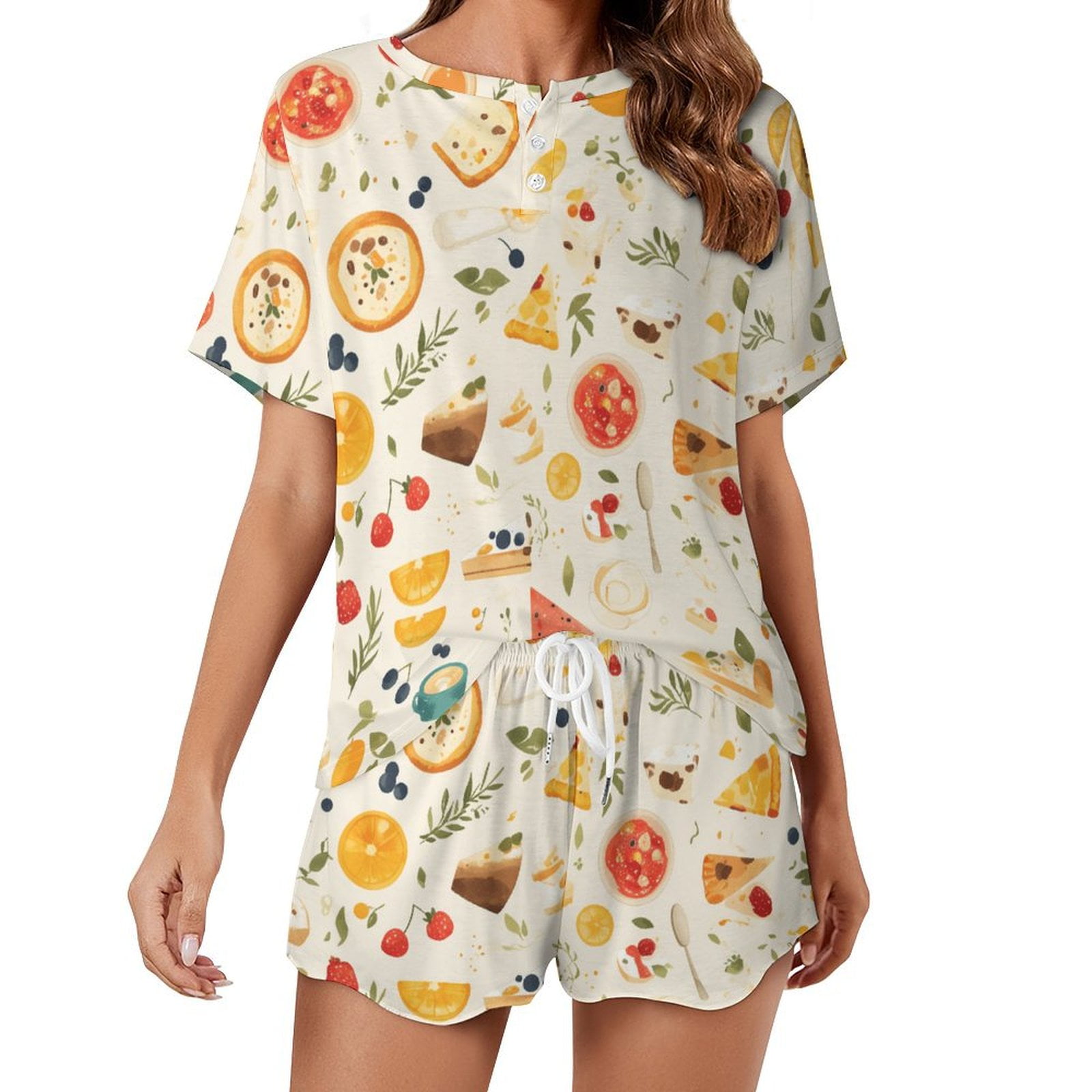 Cartoon Cake Women's Ruffle Short Sleeve Tops And Shorts Cute Peeps Bunny Pajamas Sets - Walmart.com