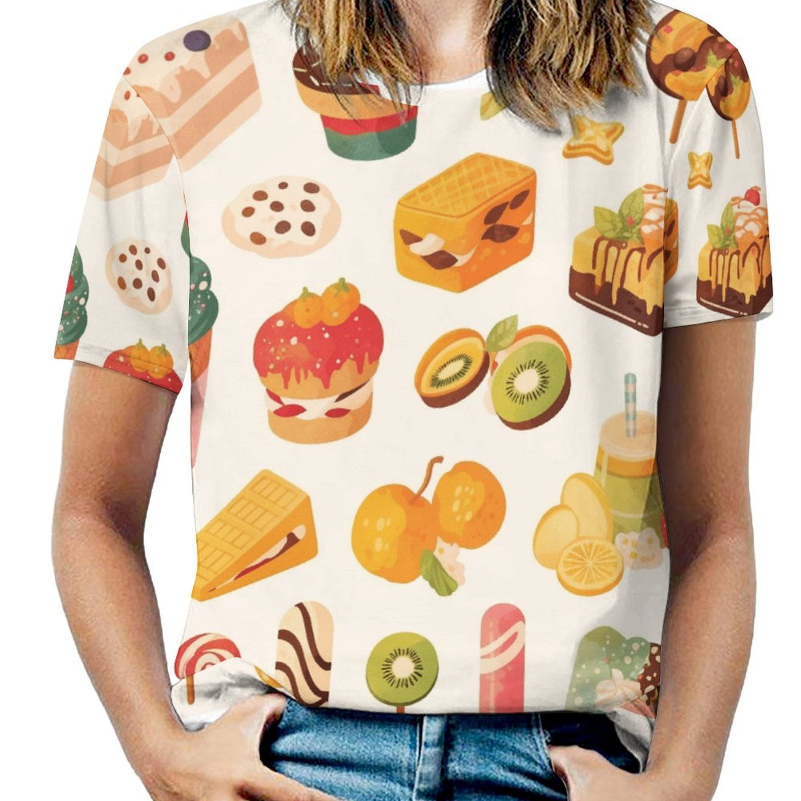 Cartoon Cake Women's Short Sleeve Tops Casual Blouses T Shirt - Walmart.com