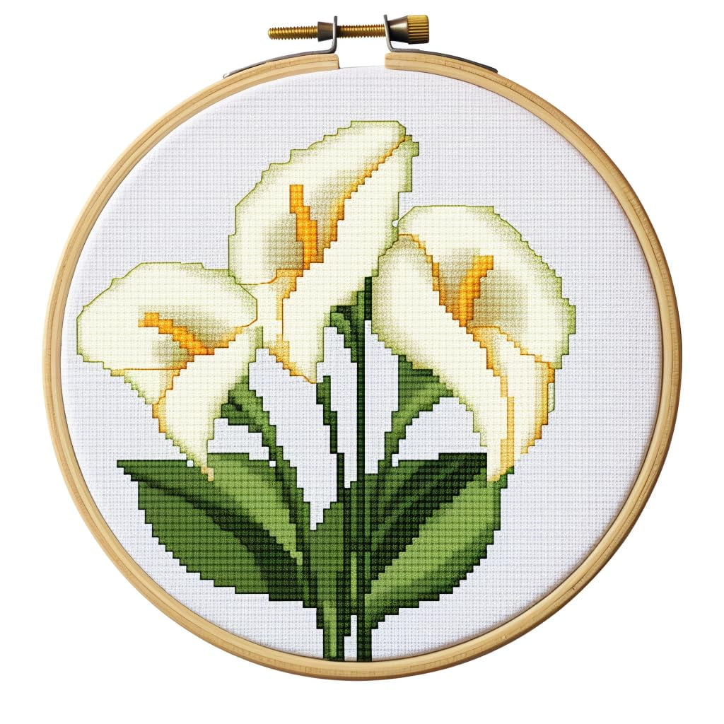 Cartoon Calla Lily Flower DIY 11CT Stamped Cross Stitch Kits Easy for ...