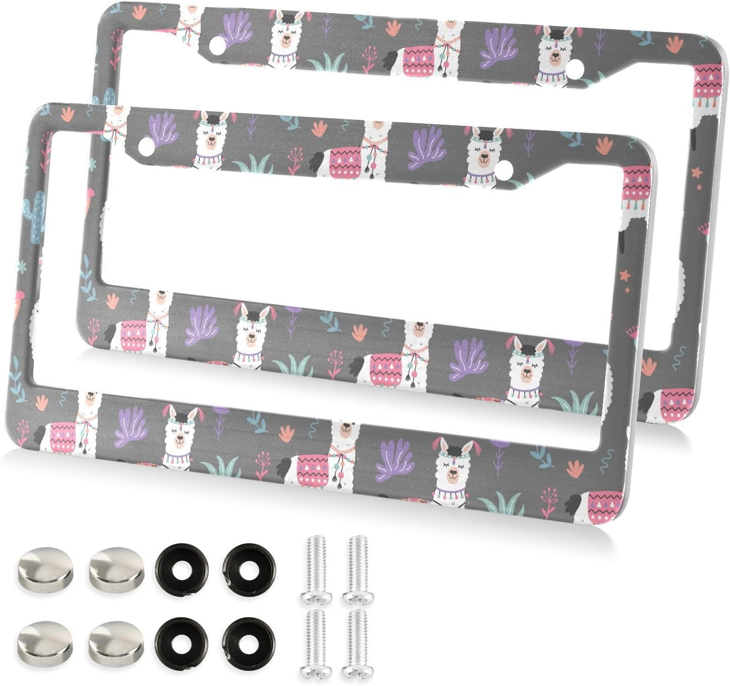 Cartoon Camel Alpaca License Plate Frame, Aluminum Car Tag Frames, 2 ...