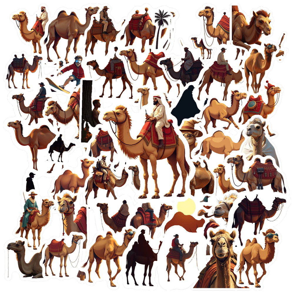Cartoon Camel Theme Stickers, Waterproof Camel Theme Sticker for Water ...