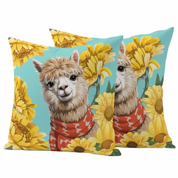 Cartoon Camels Outdoor Pillow Covers Set of 2 Vintage Yellow Dasiy ...