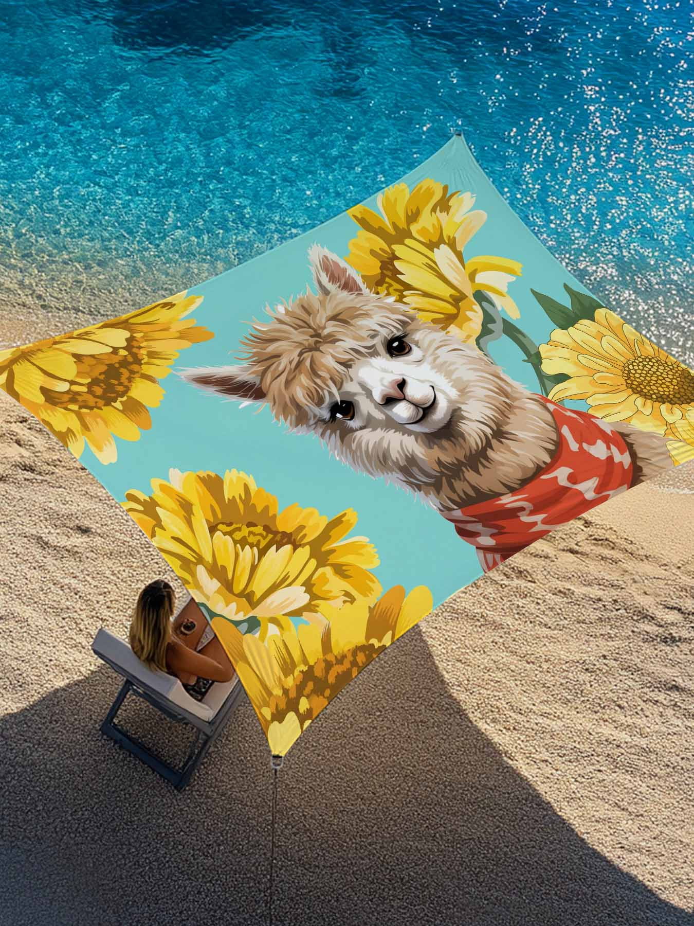 Cartoon Camels Sun Shade Sail 6.5' x 10', Vintage Yellow Dasiy Flowers ...