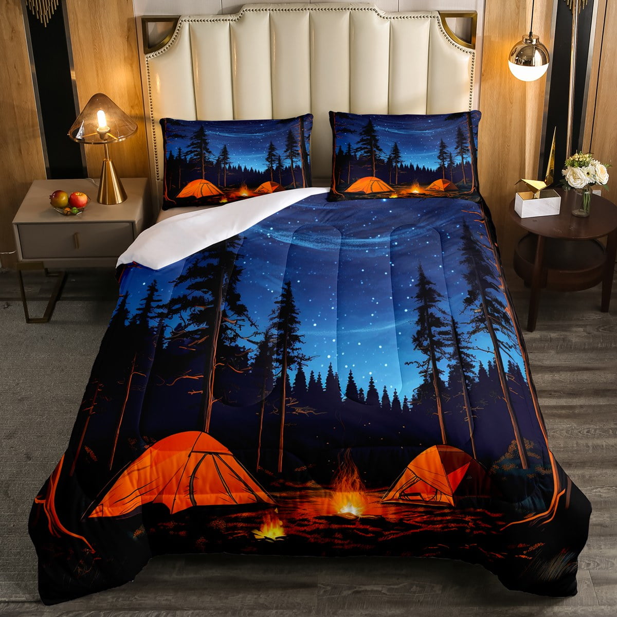 Cartoon Camper Campfire Comforter Set,Cute Camping Rv Decor Bedding ...