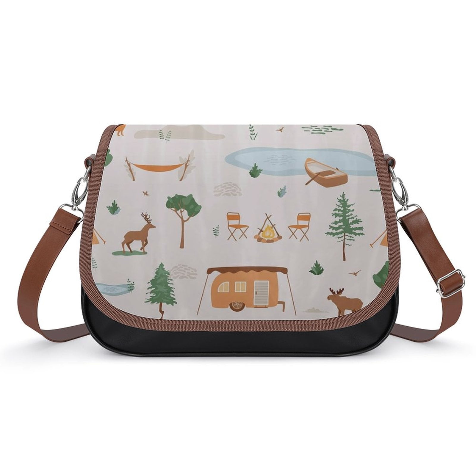Cartoon Camper Printed Shoulder Crossbody Bag Women Leather Hobo Bags ...