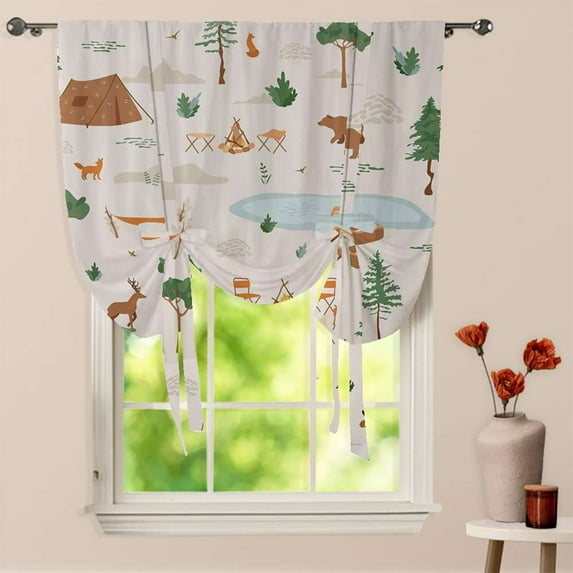 Cartoon Camper Window Curtain for Living Room Roman Curtain Kitchen Tie ...